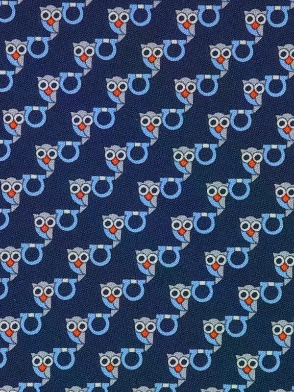 FERRAGAMO Gancini Owl-print Neck Tie