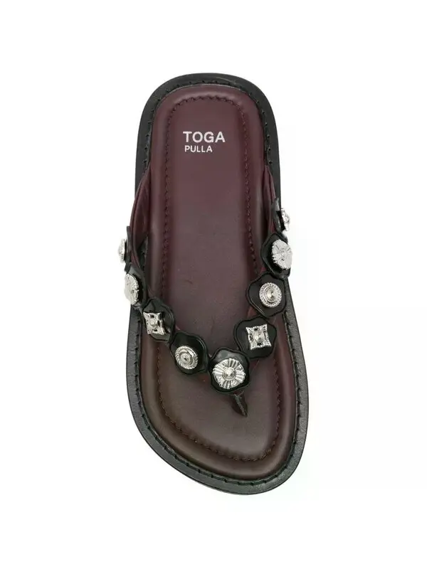Toga Embellished Leather Sandals