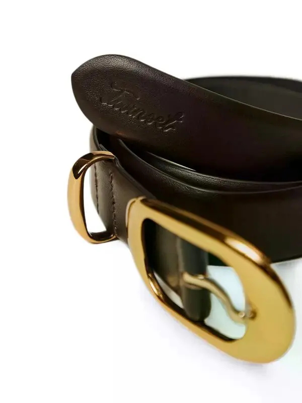 TWINSET Leather Belt With Oval Buckle And Embossed Logo