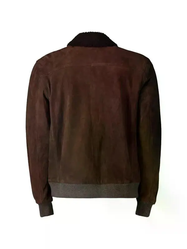 Eleventy Shearling-collar Suede Bomber Jacket
