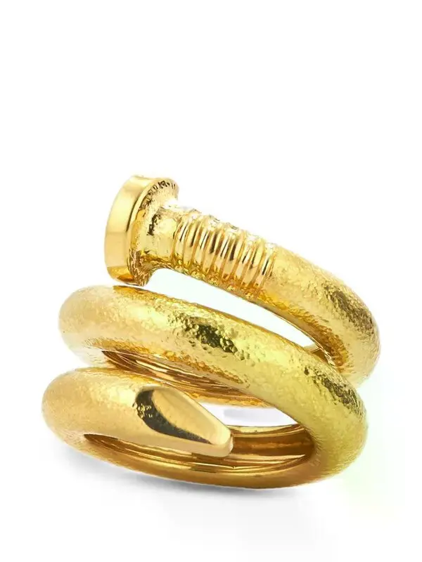 David Webb 18k Yellow Hammered Nail Ring