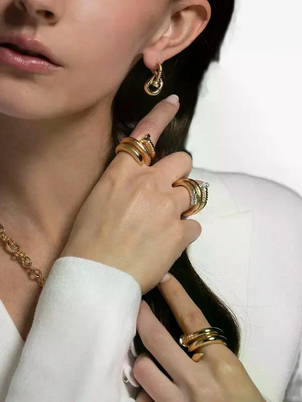 David Webb 18k Yellow Hammered Nail Ring