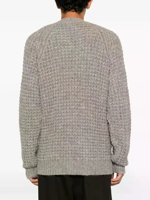 ROBERTO COLLINA Waffle-knit V-neck Cardigan