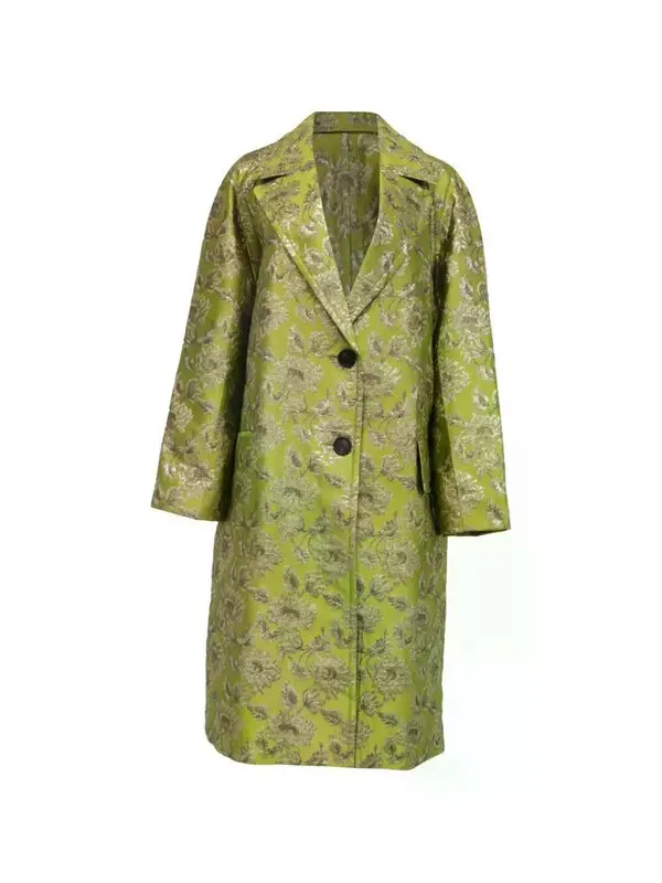 Prada Floral Brocade Raglan Sleeve Coat