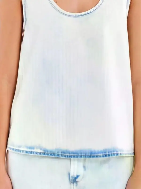 VICOLO Acid Wash Crystal Embellishment Scoop Neck Sleeveless Top - Blue