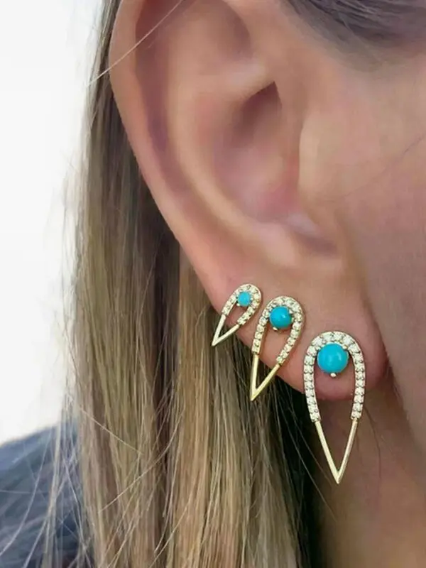 EDEN PRESLEY Turquoise And Diamond Earrings - Gold