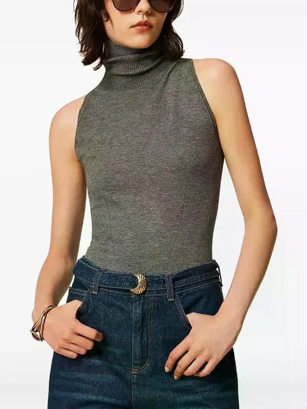 TWINSET Turtleneck Knit Top With Openwork Details