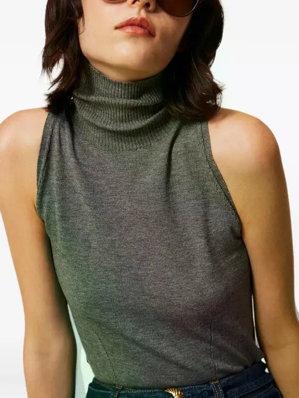 TWINSET Turtleneck Knit Top With Openwork Details