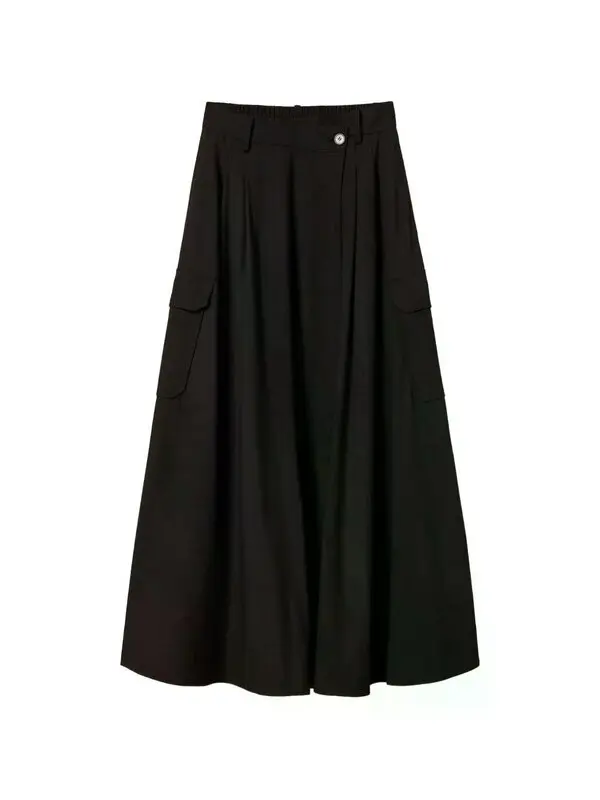 TWINSET Flannel Wrap-around Maxi Skirt - Black