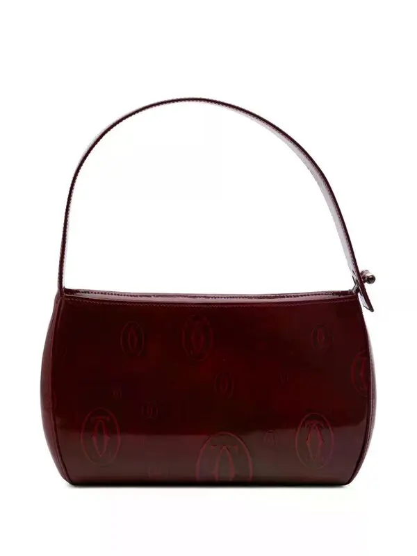 Cartier Patent Leather Monogrammed Handbag - Red