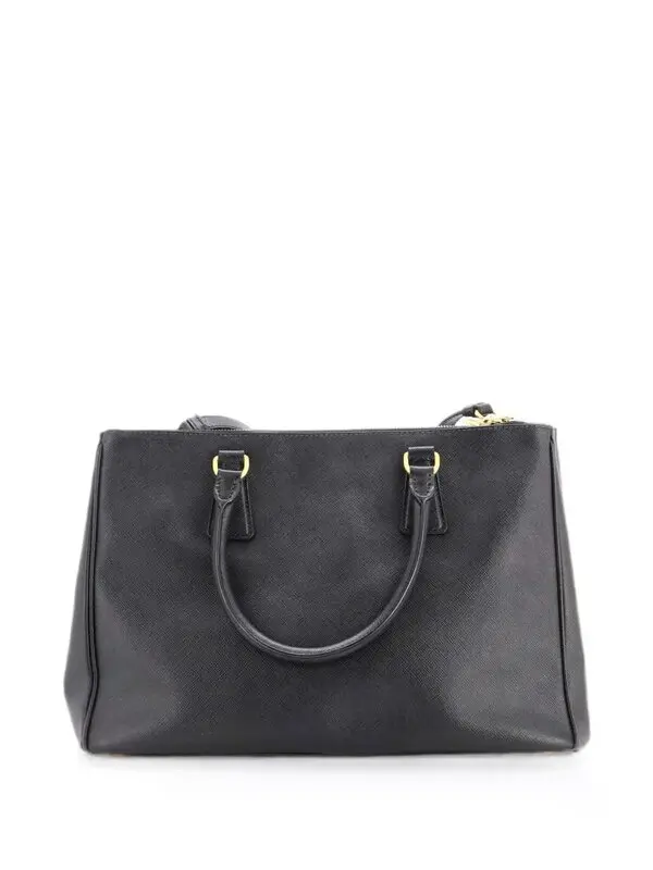 Prada Double Zip Lux Saffiano Leather Medium Tote Bag - Black