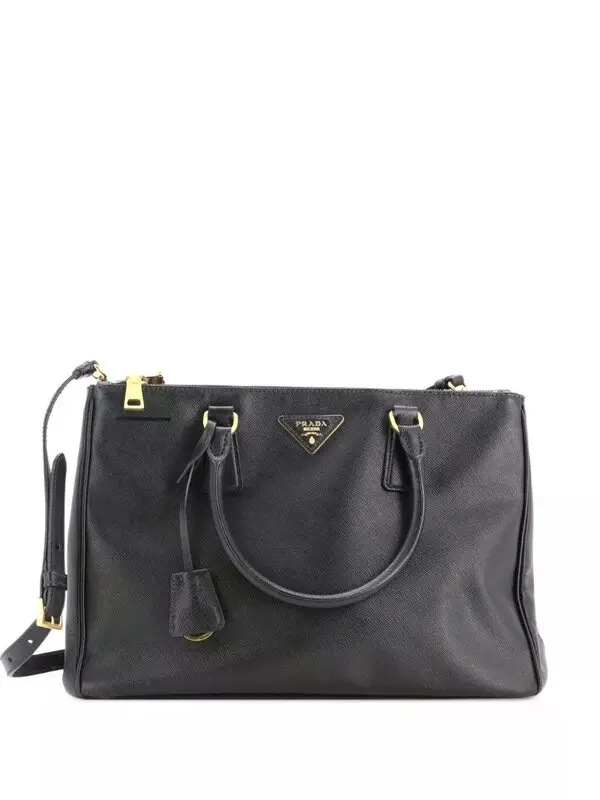 Prada Saffiano Leather Medium Tote Bag - Black
