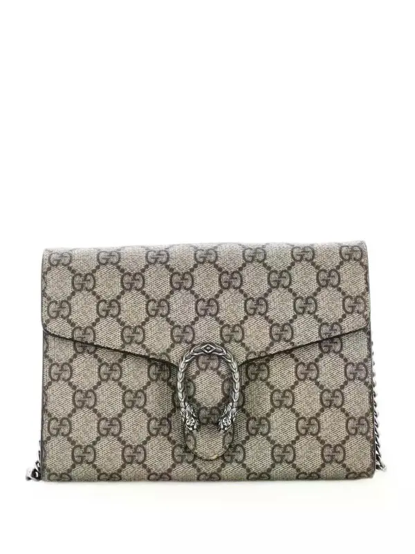 Gucci Dionysus Chain Wallet Gg Coated Canvas - Brown