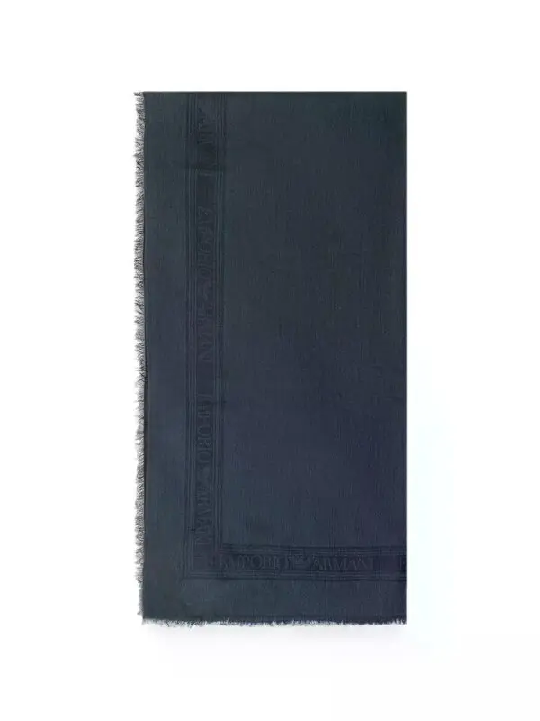 Emporio Armani Modal-blend Scarf With Jacquard Logo Signature Capsule - Green