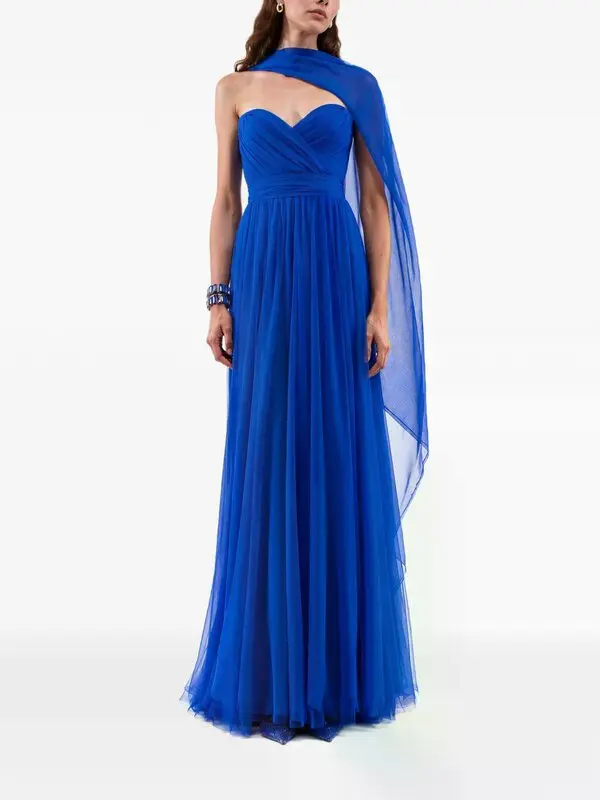 GEMY MAALOUF Pleated Draped Dress - Blue