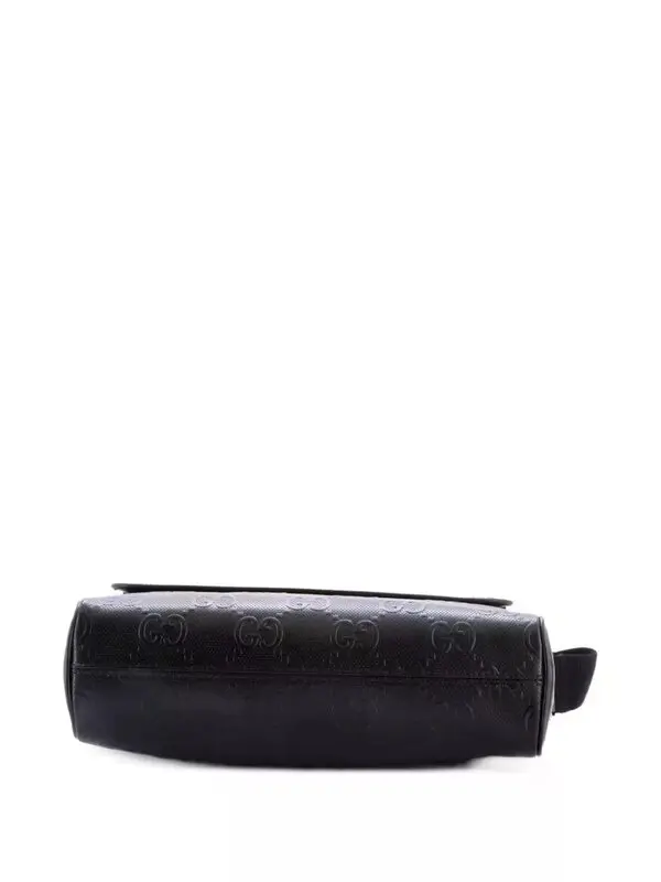 Gucci Gg Embossed Perforated Leather Messenger Bag