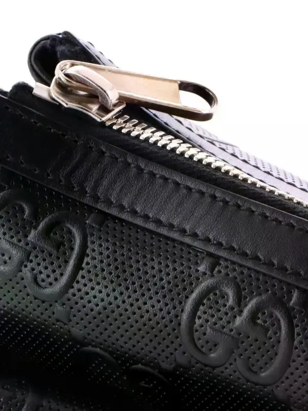 Gucci Gg Embossed Perforated Leather Messenger Bag