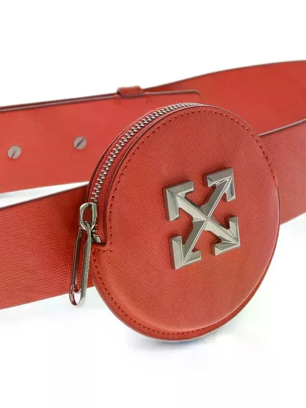 Off-White Leather Belt With Coin Pocket