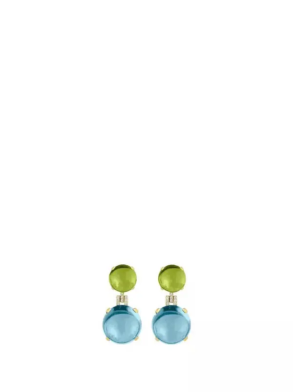Goshwara Rock N Roll Peridot And Blue Topaz Drop Earrings - Gold