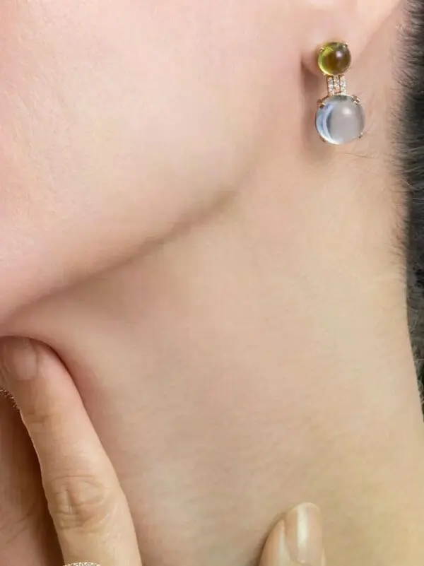 Goshwara Rock N Roll Peridot And Blue Topaz Drop Earrings