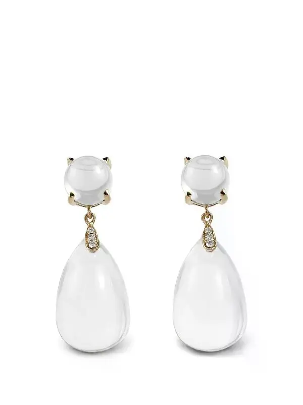 Goshwara Naughty Moon Rock Crystal And Diamond Earrings - Gold