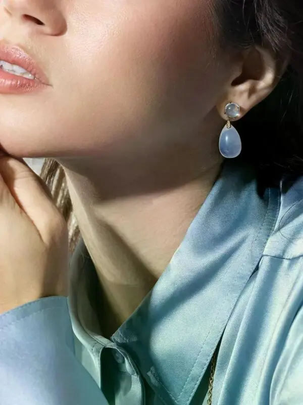 Goshwara Naughty Moon Rock Crystal And Diamond Earrings