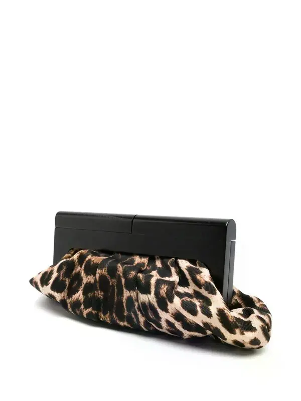 TWENTY FOURHAITCH Kenda Ruched Leopard Print Clutch Bag