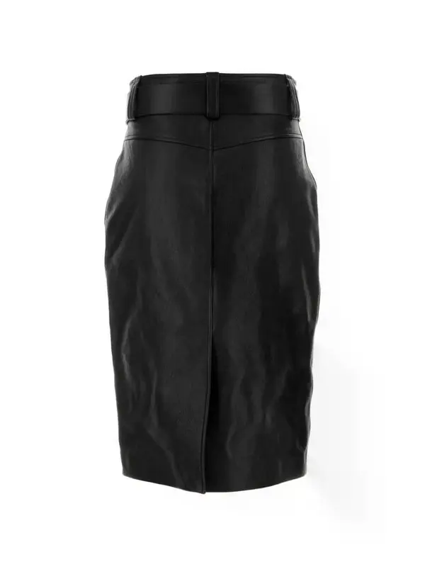 Saint Laurent Belted Leather Pencil Skirt