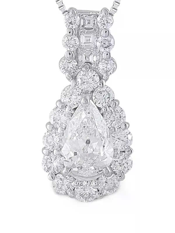 LB EXCLUSIVE Platinum Pear-cut Diamond Pavé Pendant Necklace