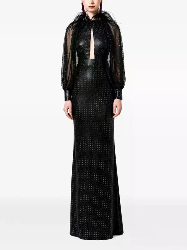GEMY MAALOUF Feather-trimmed Crystal Embellished Gown