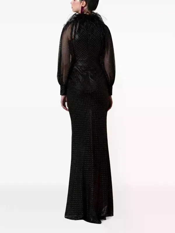GEMY MAALOUF Feather-trimmed Crystal Embellished Gown