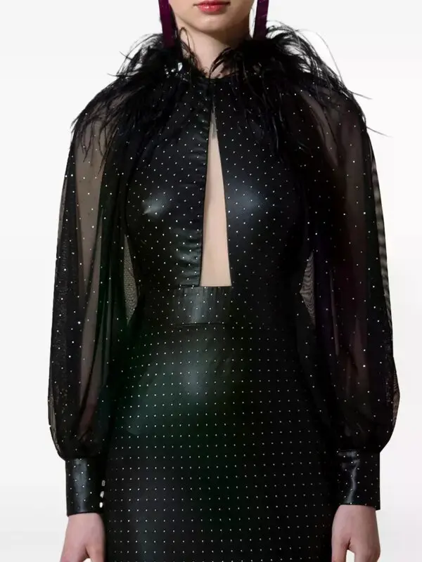 GEMY MAALOUF Feather-trimmed Crystal Embellished Gown