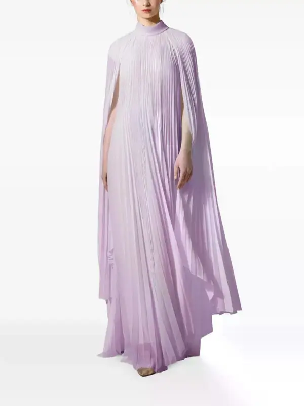 GEMY MAALOUF Pleated Cape-style Maxi Dress - Purple