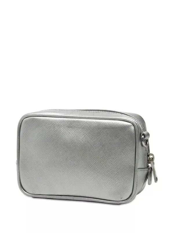 Prada Metallic Saffiano Lux Camera Crossbody Bag - Silver