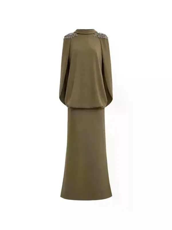GEMY MAALOUF Embellished Shoulder High Neck Gown