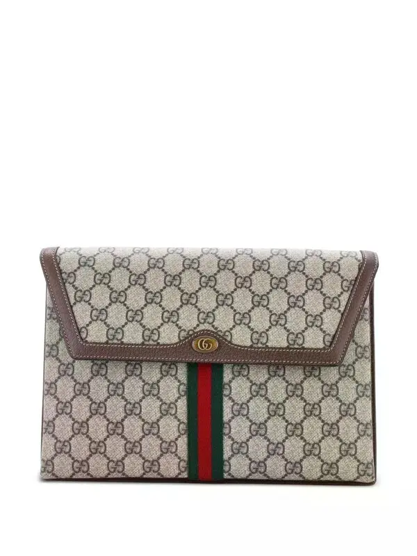 Gucci Ophidia Gg Coated Canvas Clutch Bag - Brown