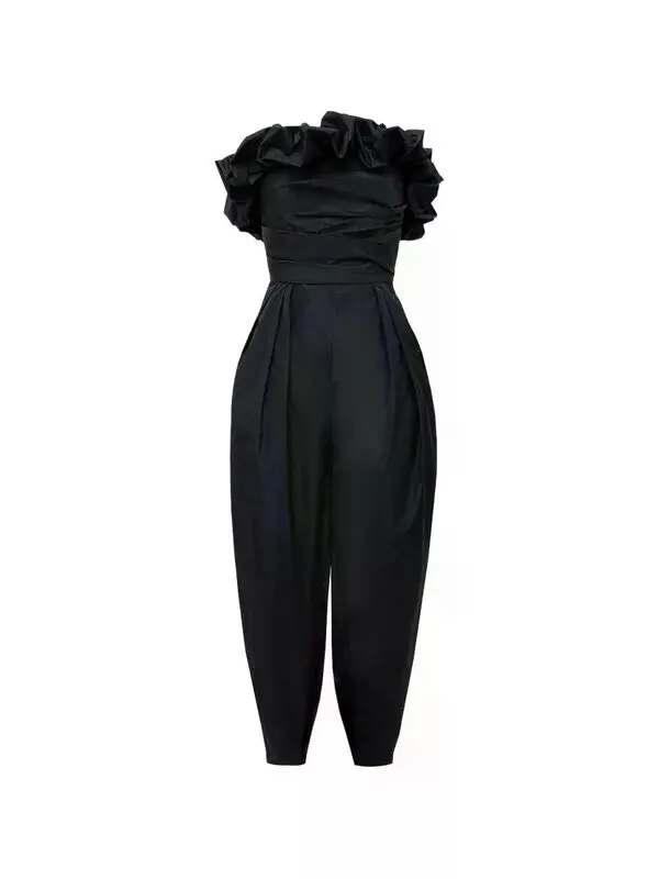 DEL CORE Ruffled Strapless Jumpsuit - Black