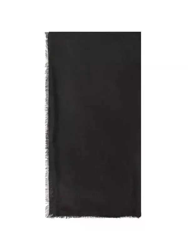 Emporio Armani Modal-blend Scarf With Jacquard Logo Signature Capsule - Black