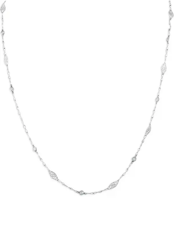 LB EXCLUSIVE Platinum Diamond Filigree Station Necklace - Silver