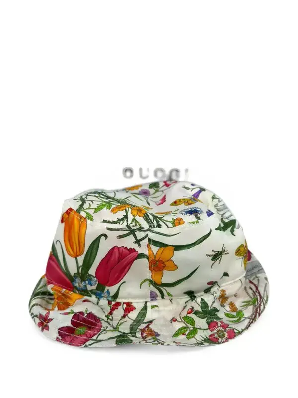 Gucci 2020s Flora Printed Bucket Hat - White