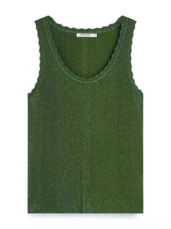 Scotch & Soda Ribbed-knit Scalloped-edge Sleeveless Top