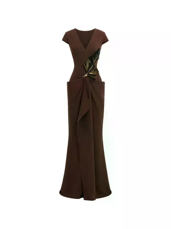 GEMY MAALOUF Embellished Draped Maxi Dress