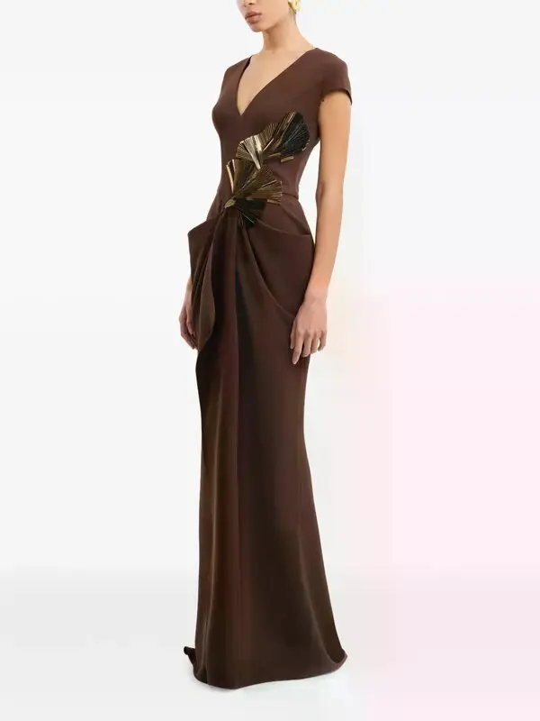 GEMY MAALOUF Embellished Draped Maxi Dress