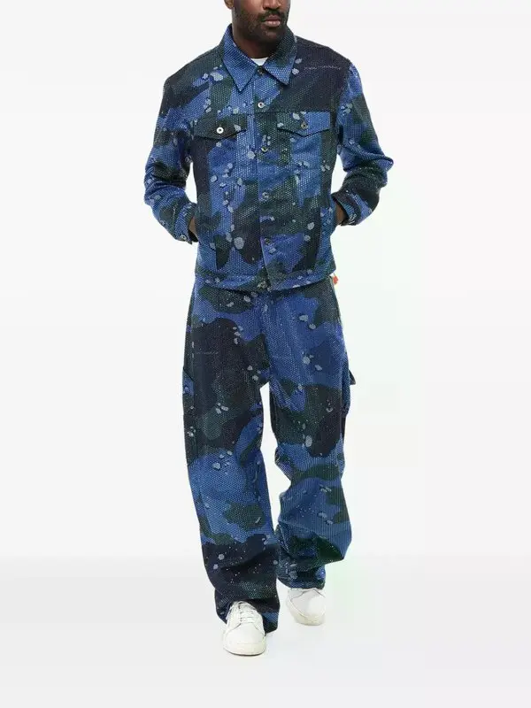 Off-White Evening Camouflage-print Crystal-embellished Denim Jacket