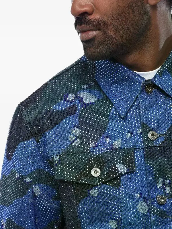 Off-White Evening Camouflage-print Crystal-embellished Denim Jacket