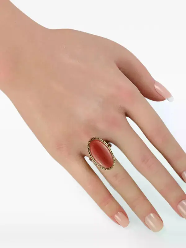 LB EXCLUSIVE 18k Yellow Oval Coral Cocktail Ring