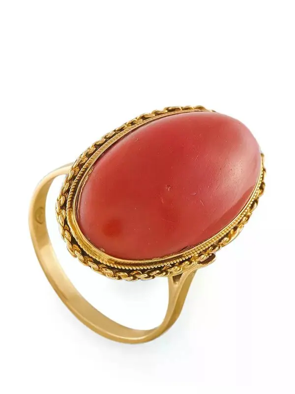 LB EXCLUSIVE 18k Yellow Oval Coral Cocktail Ring