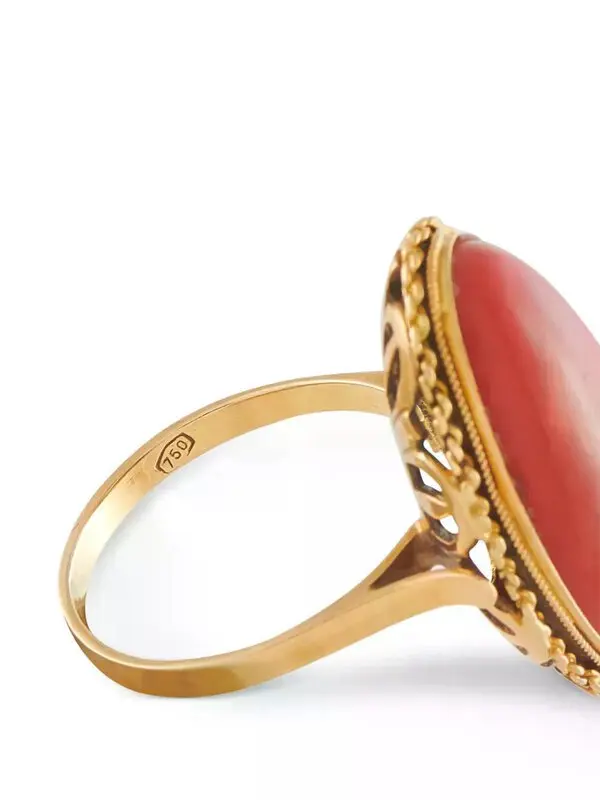 LB EXCLUSIVE 18k Yellow Oval Coral Cocktail Ring