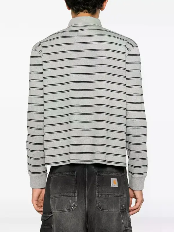 Vetements Striped Long-sleeve Polo Shirt - Grey