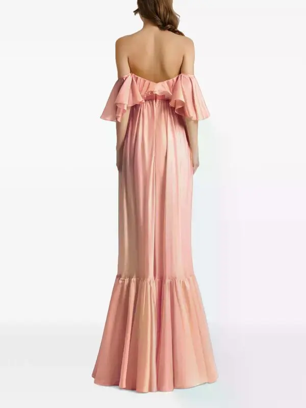 GEMY MAALOUF Off-the-shoulder Flower Appliqué Gown